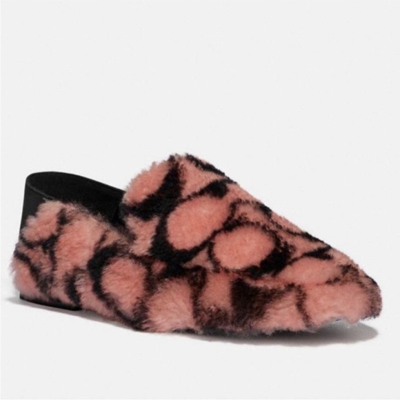 Coach | Shoes | Coach Pink Holly Slipper Loafer Plushshearling Leather ...
